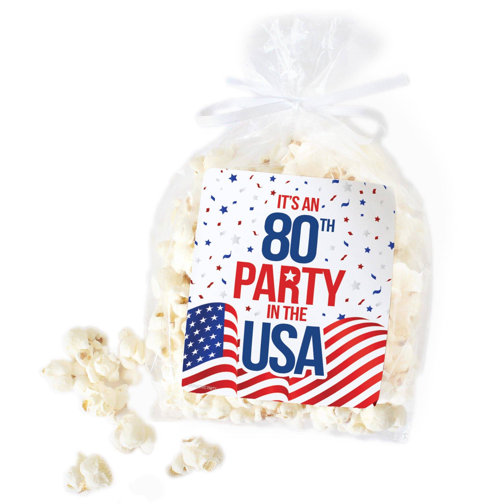 80th Birthday: Red White & Blue - Popcorn, Chip Bag, and Snack Bag Sti
