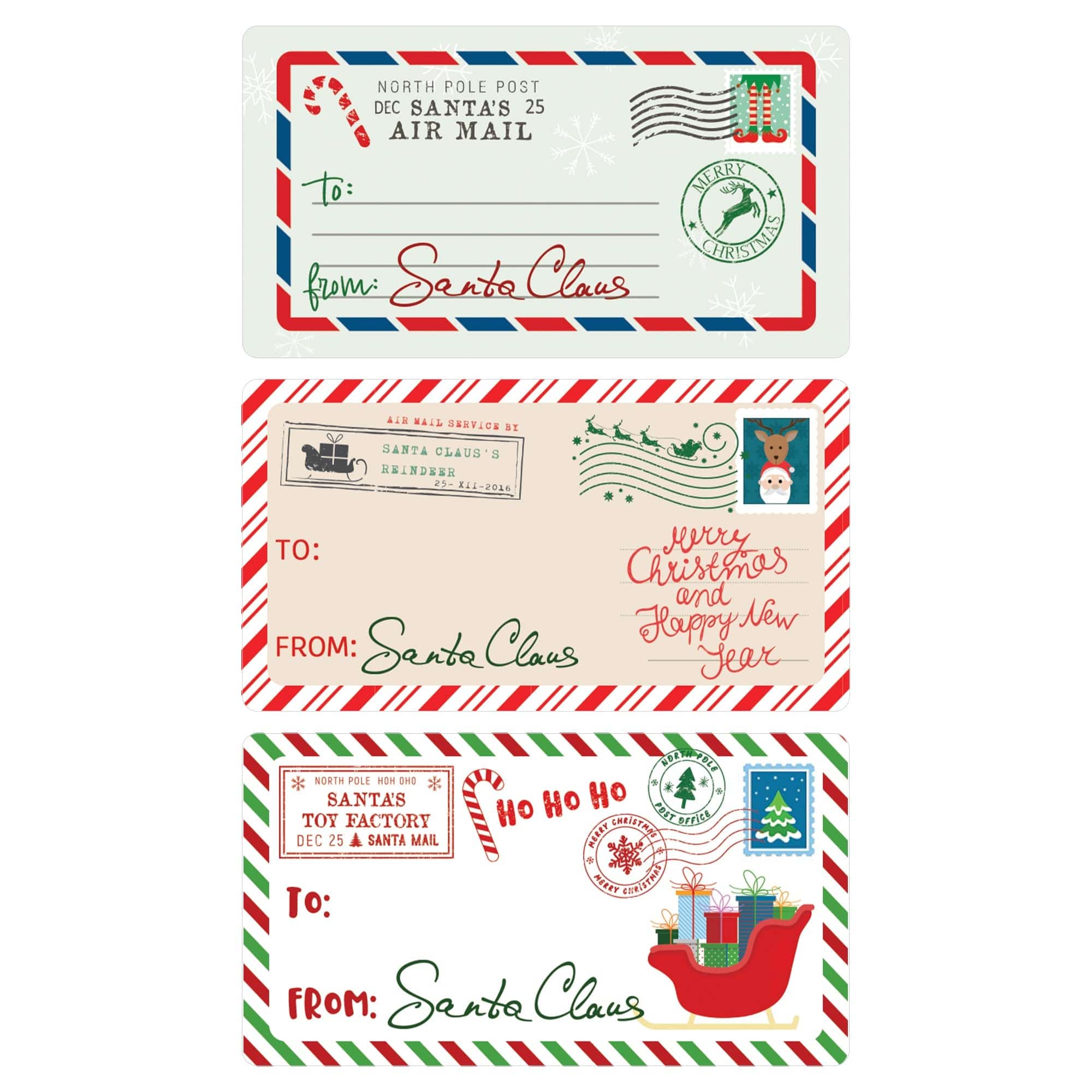 Christmas Gift Tag Stickers: North Pole Postcards from Santa - 42 Stic