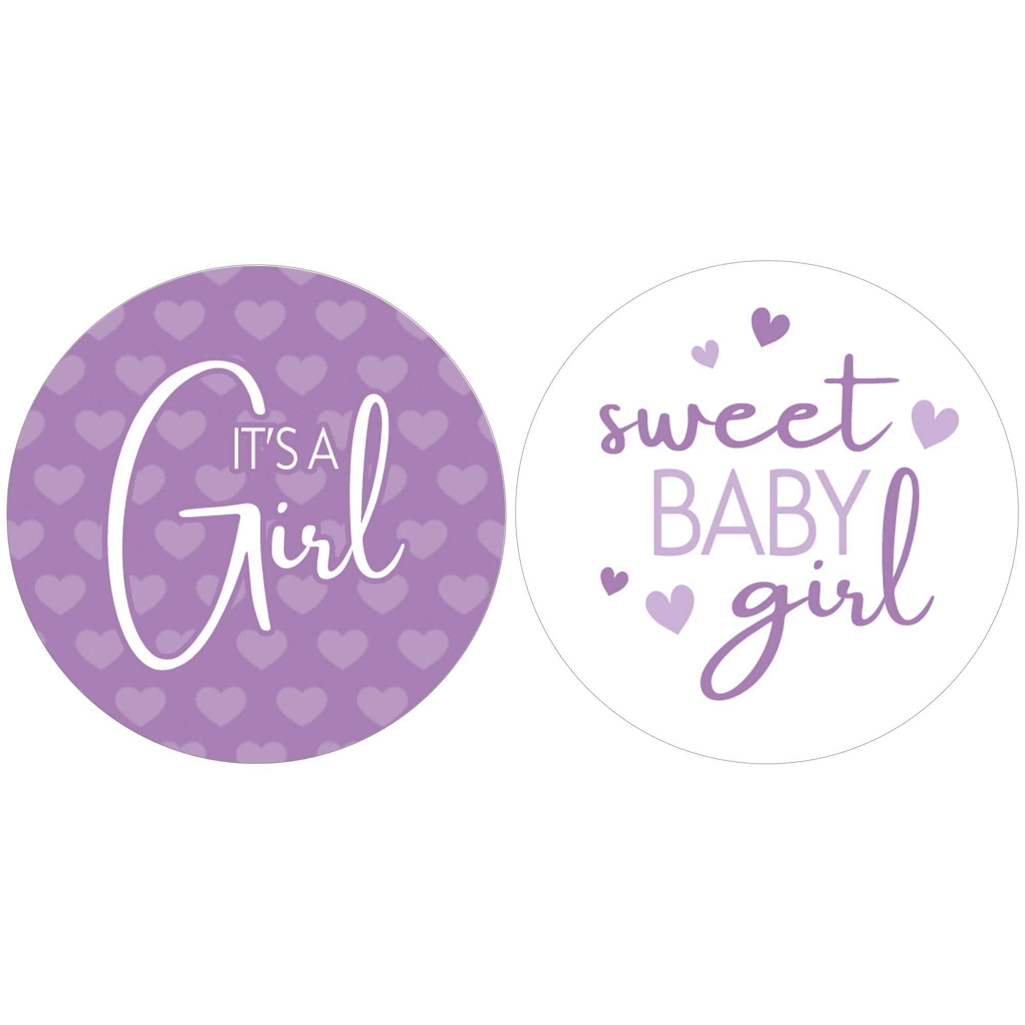 Sweet Baby Girl: Purple - Baby Shower Party Favor Stickers - 40 Labels